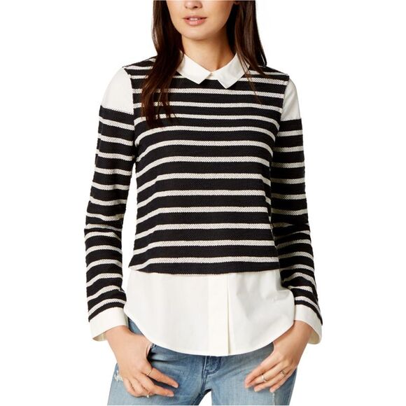 Maison Jules | Tops | Maison Jules Womens Layered Knit Blouse White Nwt ...
